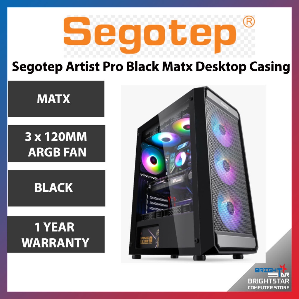 Segotep Artist Pro Black MATX Desktop Casing ( Black / White ) | Shopee ...