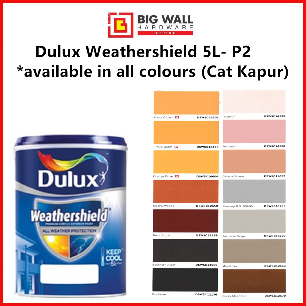 Dulux Weathershield 5L- P2 For exterior wall *available in all colours ...