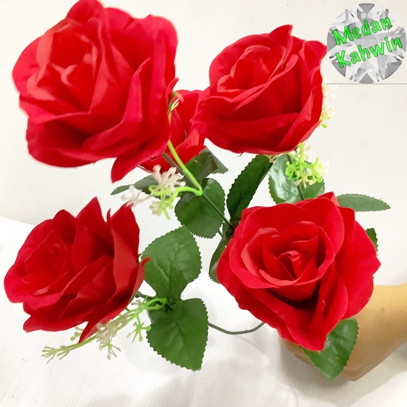 #HH8455 (Jambak) Rose Baldu Kembang Besar Big Open Velvet Rose Bush ...