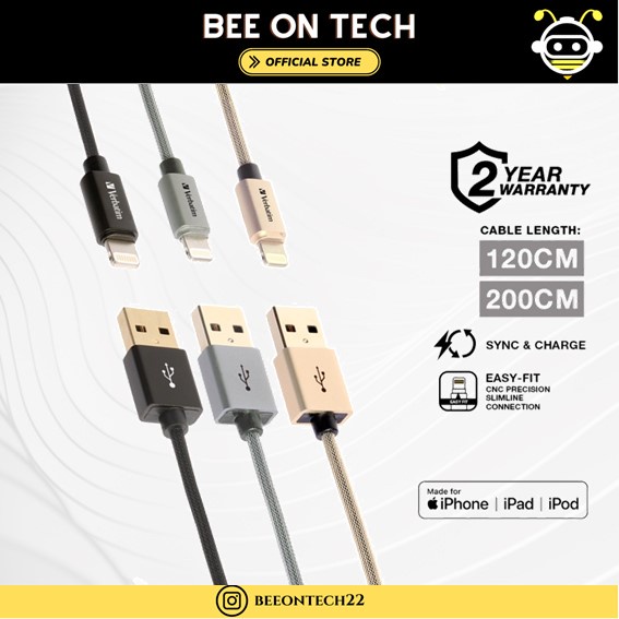 Verbatim 120cm Step-up MFI Lightning Cable - USB to Lightning (Gold ... Verbatim 120cm Step-up MFI Lightning Cable - USB to Lightning (Gold ...