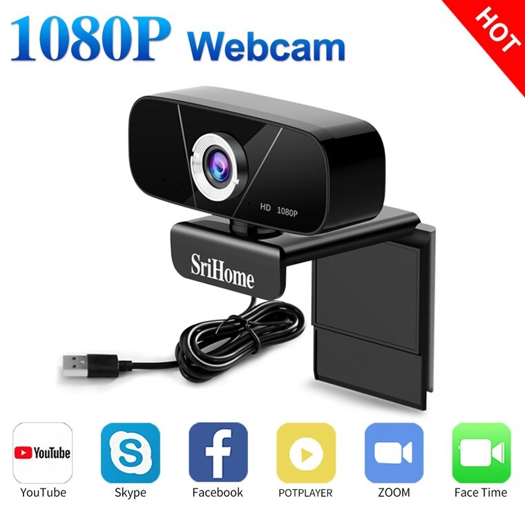 SriHome SH003 Webcam PC 1080P Full HD Plug & Play Build-in Microphone ...