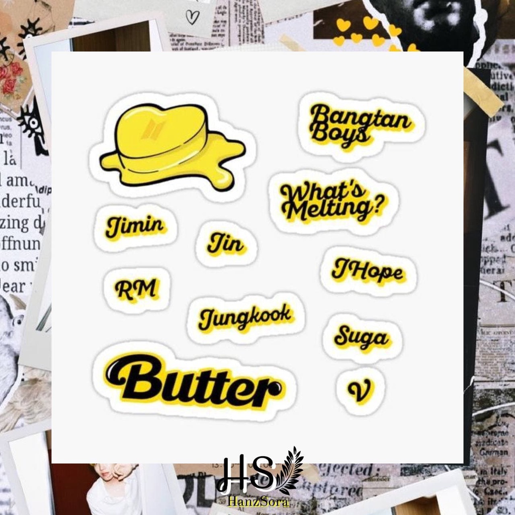[READY STOCK] BTS Butter Stickers 10pcs Waterproof BTS Name Logo Kpop ...