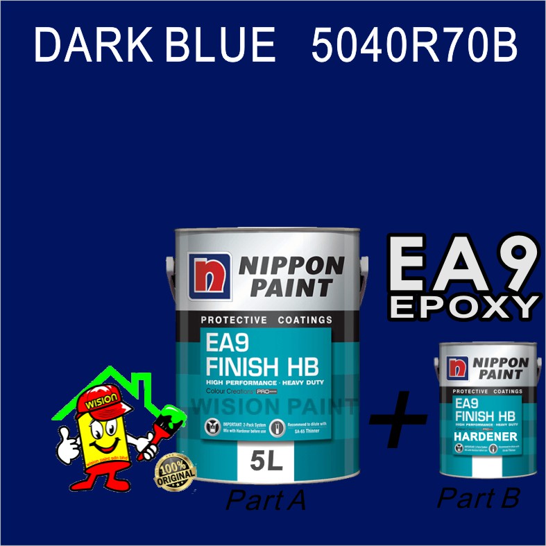 DARK BLUE 5040R70B ( 5L ) EA9 FINISH HB SET NIPPON EPOXY FISH POOL ...