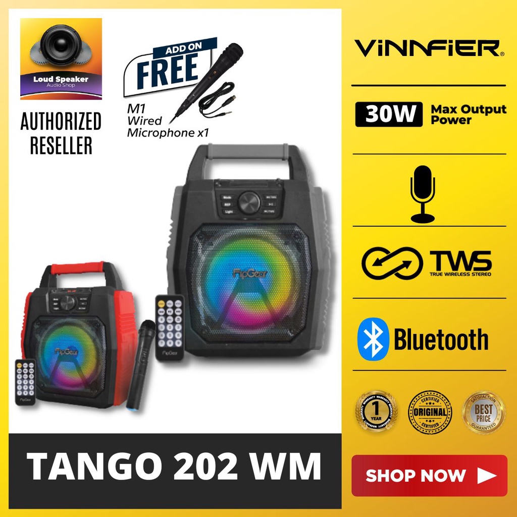 Vinnfier FlipGear Tango 202 WM TWS Wireless Portable Bluetooth Speaker with USB drive AUX Line ...
