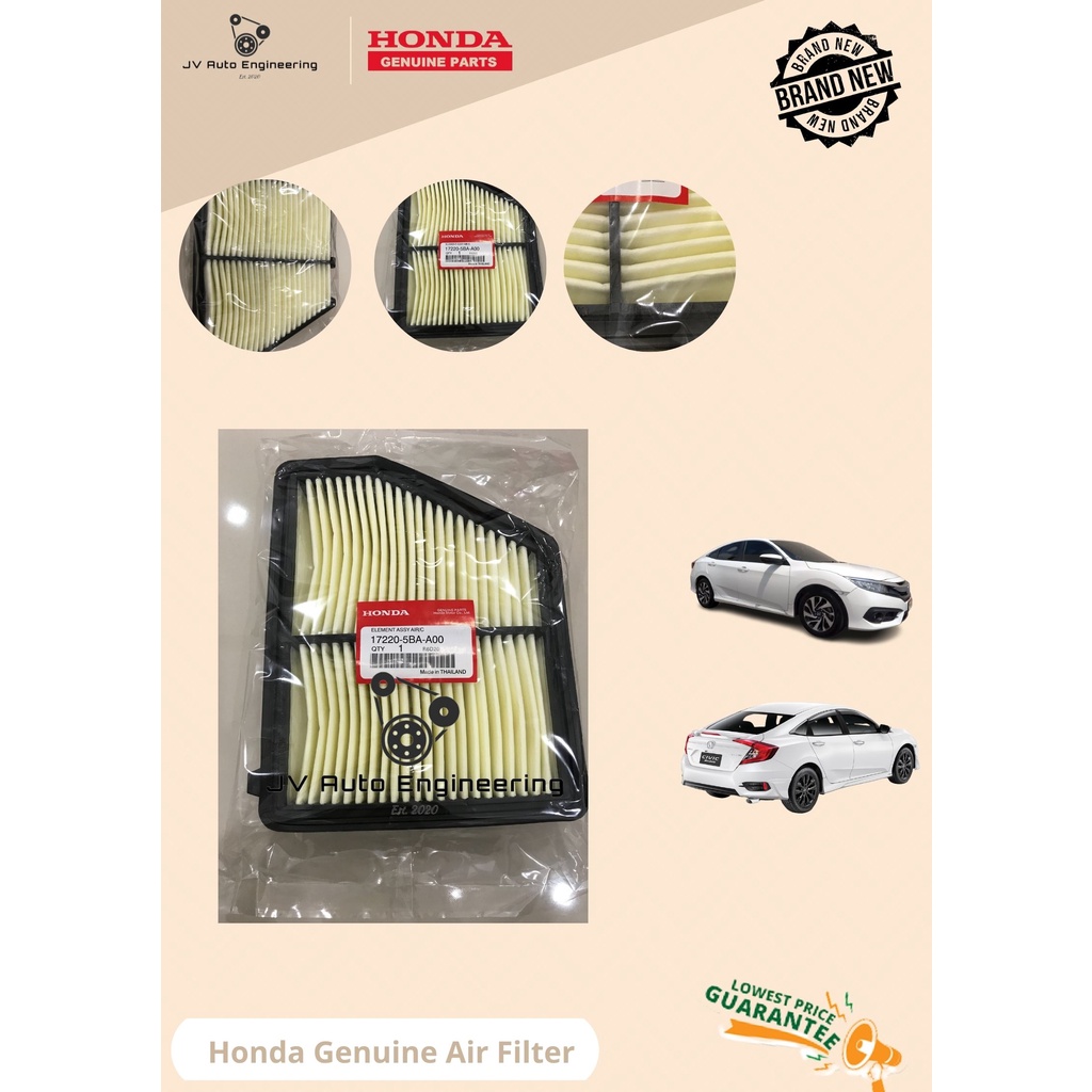HONDA CIVIC TEA FC 1.8 AIR FILTER [2016-] , 17220-5BA-A00 (Genuine ...