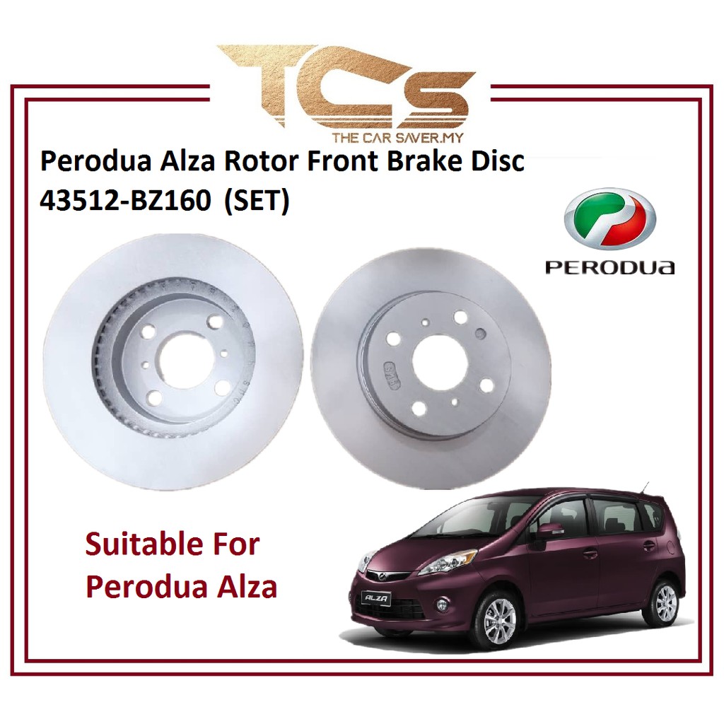 Perodua Alza Front Brake Disc Rotor 43512-BZ160 Set (100% Original ...
