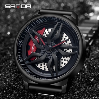 SANDA New Unique Real 3D Model Spinning Car Wheel Hub Watch Luxury ...