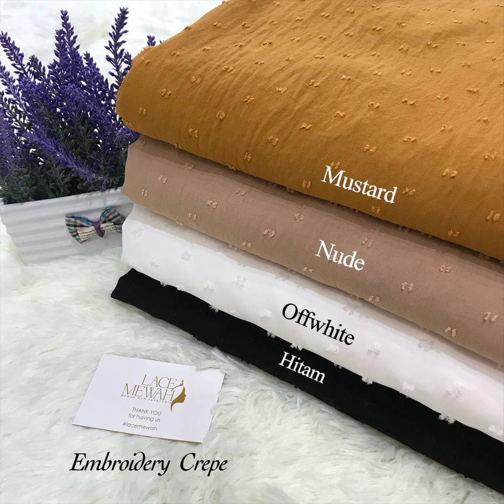KAIN EMBROIDERY CREPE BIDANG 60 TAK JARANG PELBAGAI WARNA CANTIK BAJU ...