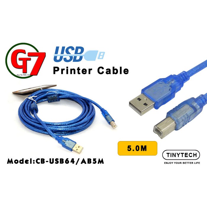TINYTECH USB AM TO BM Printer Cable 5 Meter (CB-USB64/AB5M) | Shopee ...