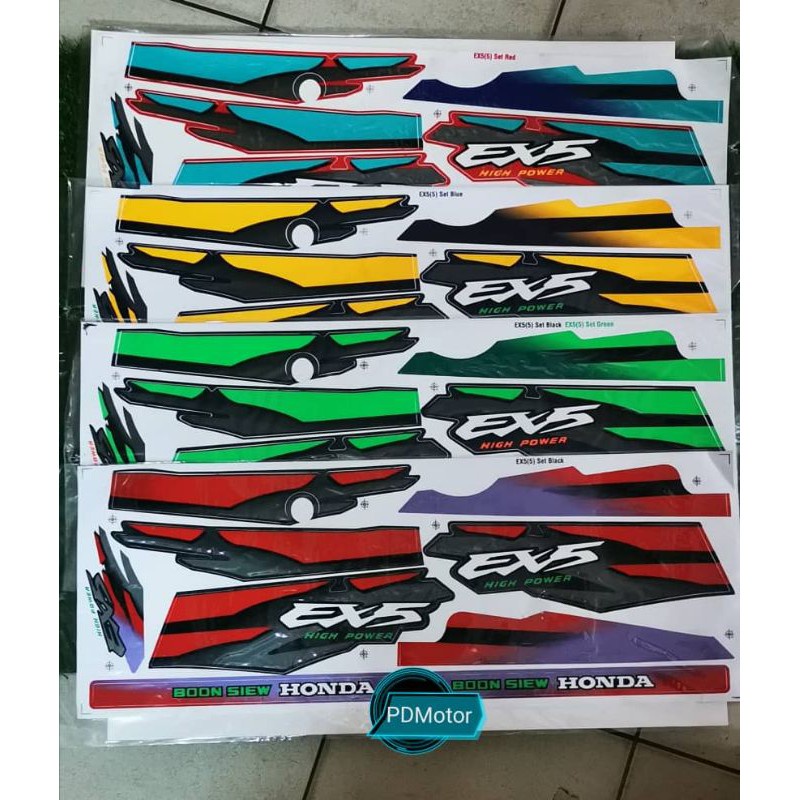 BODY STICKER HONDA EX5 HIGH POWER 5 EX5 BODY COVERSET COVER SET STRIPE STRIKE STIKER LOGO SET ...