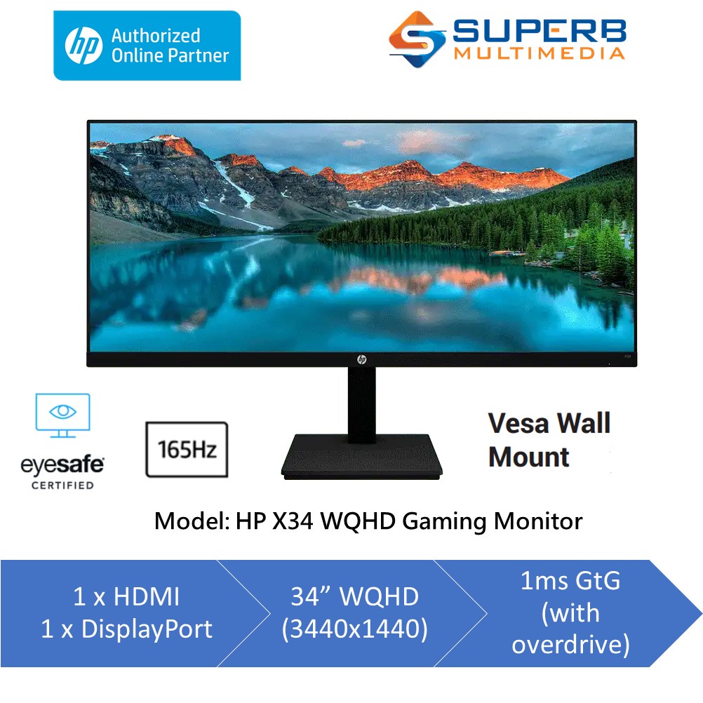 HP X34 WQHD Gaming Monitor | Shopee Malaysia