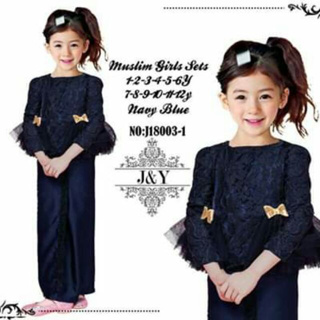 Baju Kurung Tutu Riben (Navy) | Shopee Malaysia