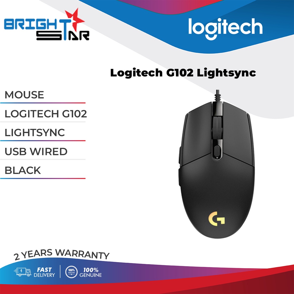 Logitech G102 LIGHTSYNC Gaming Mouse ( Black / White ) | Shopee Malaysia