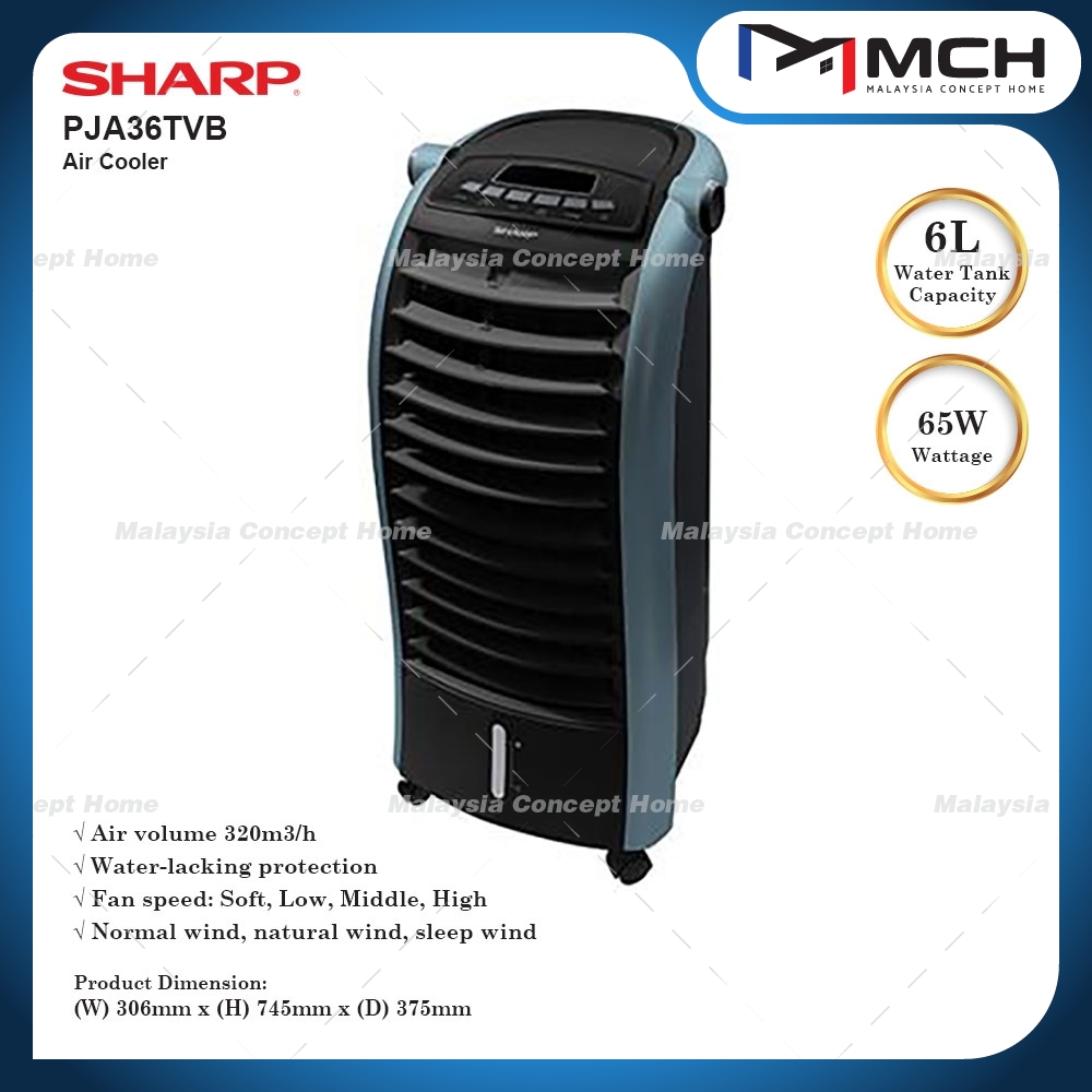Sharp pja36tvb/pja36tvw black/white 6l air cooler | BeeCost