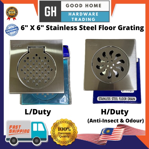 6" X 6" (150MM X 150MM) Stainless Steel Floor Grating Trap (Light Duty ...
