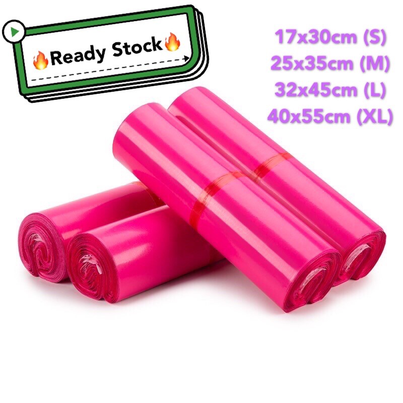 100pcs Rose Red Courier Bag / Beg Kurier / Courier Bag Flyer Plastic ...