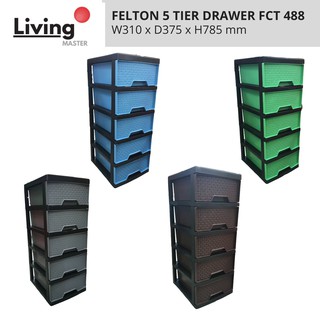 5 Tier Plastic Drawer. Plastic Cabinet, Plastic Storage Felton FCT488 ...