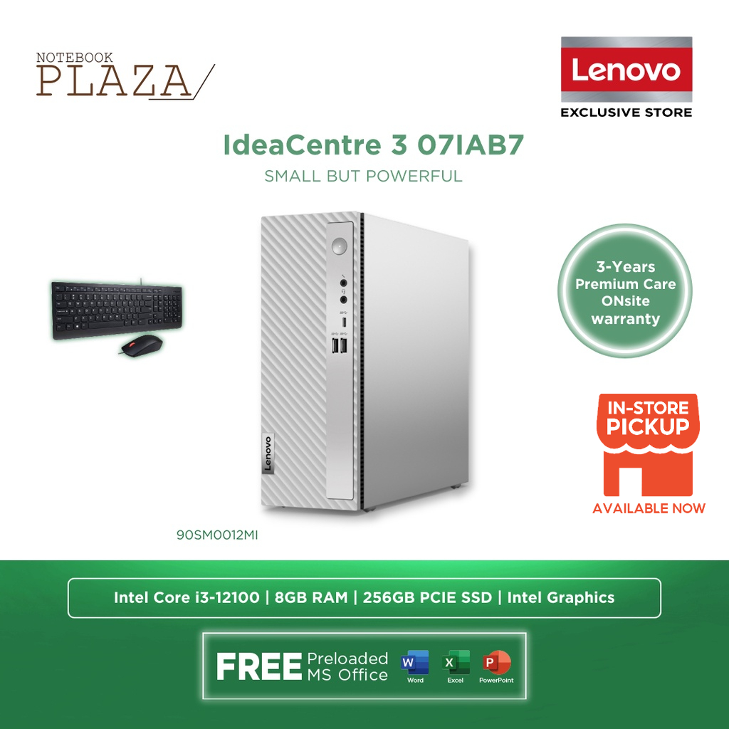 Lenovo IdeaCentre 3 07IAB7 90SM0012MI SFF Desktop PC Grey ( i3-12100 ...