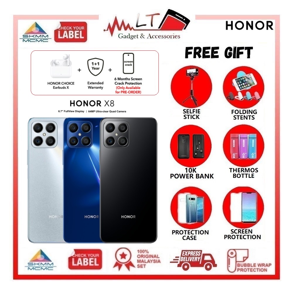 HONOR X8 (6GB+2GB Extension+128GB) 64MP Ultra-clear Quad Camera|7.45mm ...