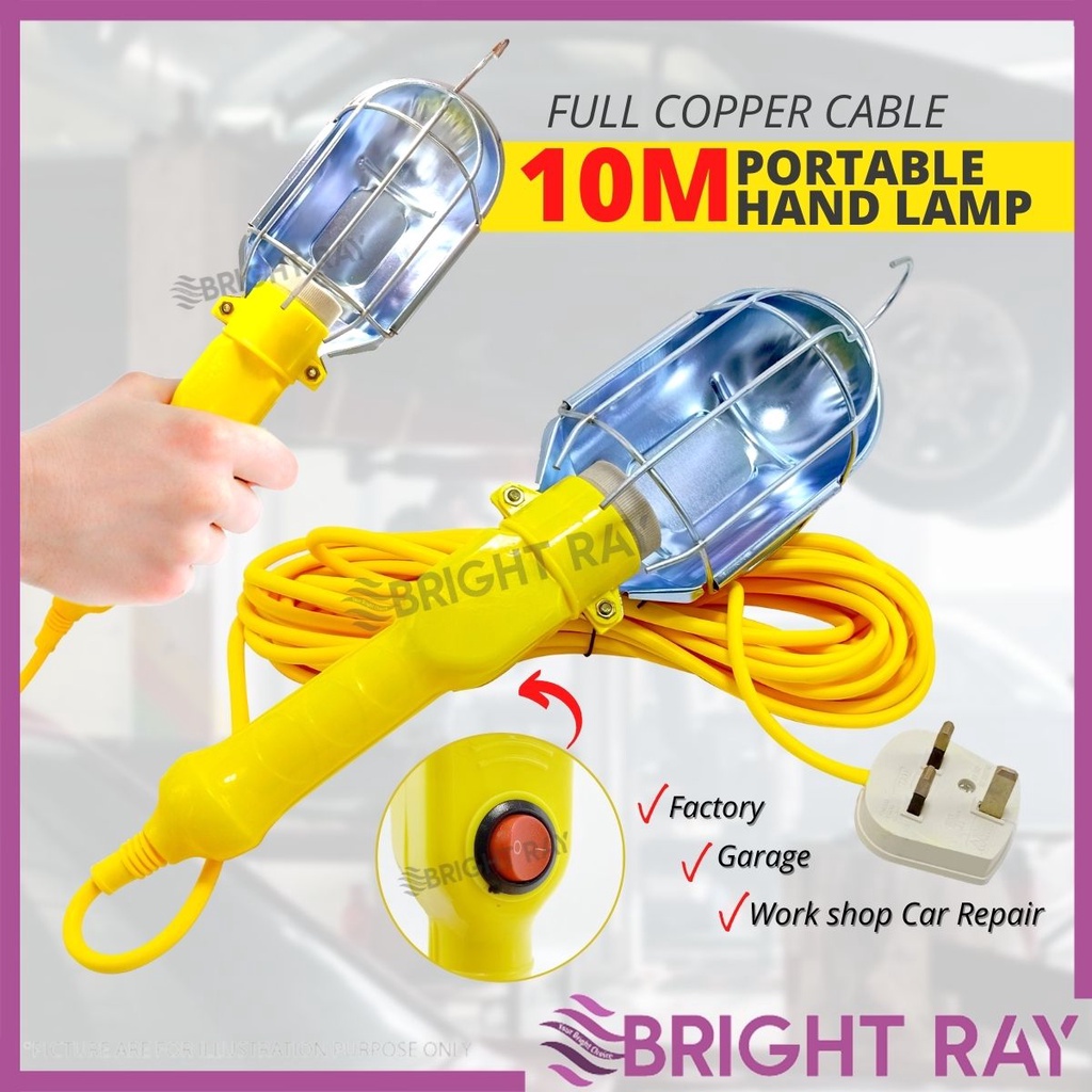 GLOBAL PRO 10MTR Metal cage E27 CE hand light work inspection lamp ...