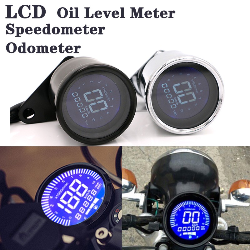LCD Universal digital Motorcycle Odometer Tachometer Speedometer Oil ...
