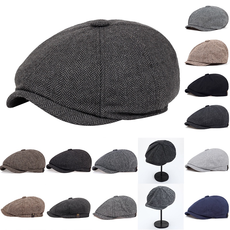 Vintage British Western Style Newsboy Caps Men Octagonal Hats British ...