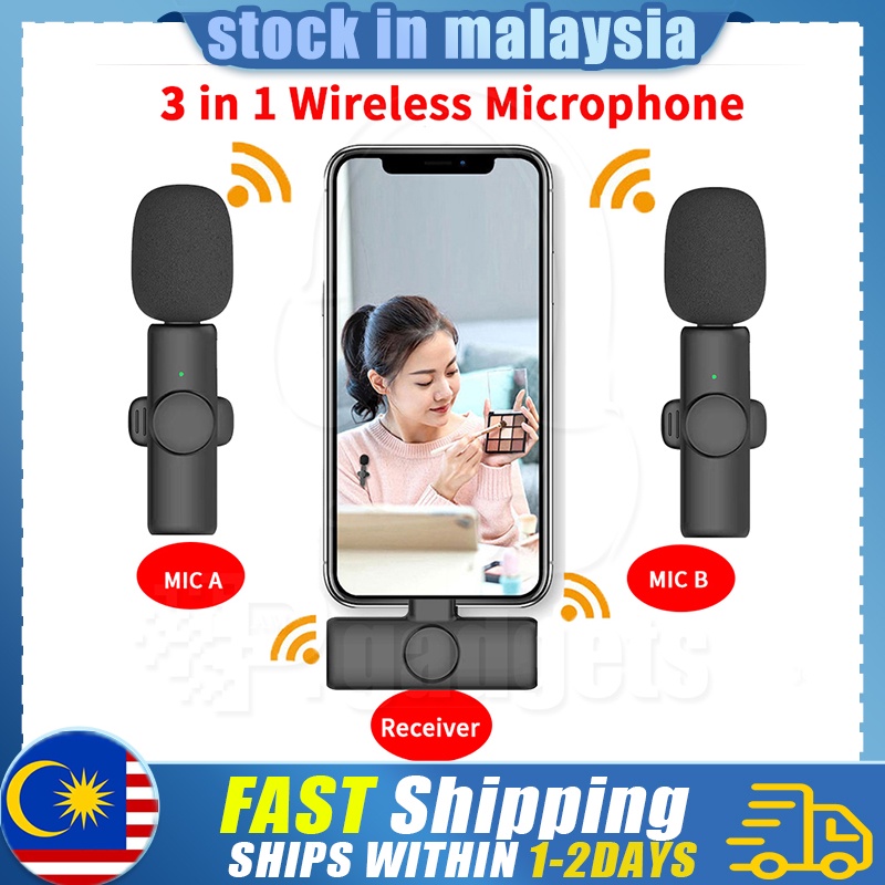 Wireless Lavalier Microphone Portable Audio Video Recording Mic For ...