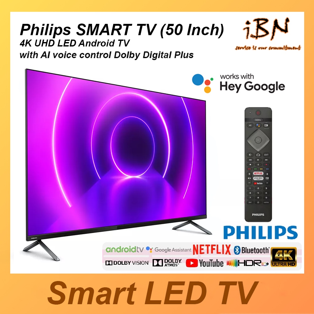 Philips 50'' 4K UHD LED Android Smart LED TV HD with AI voice control ...