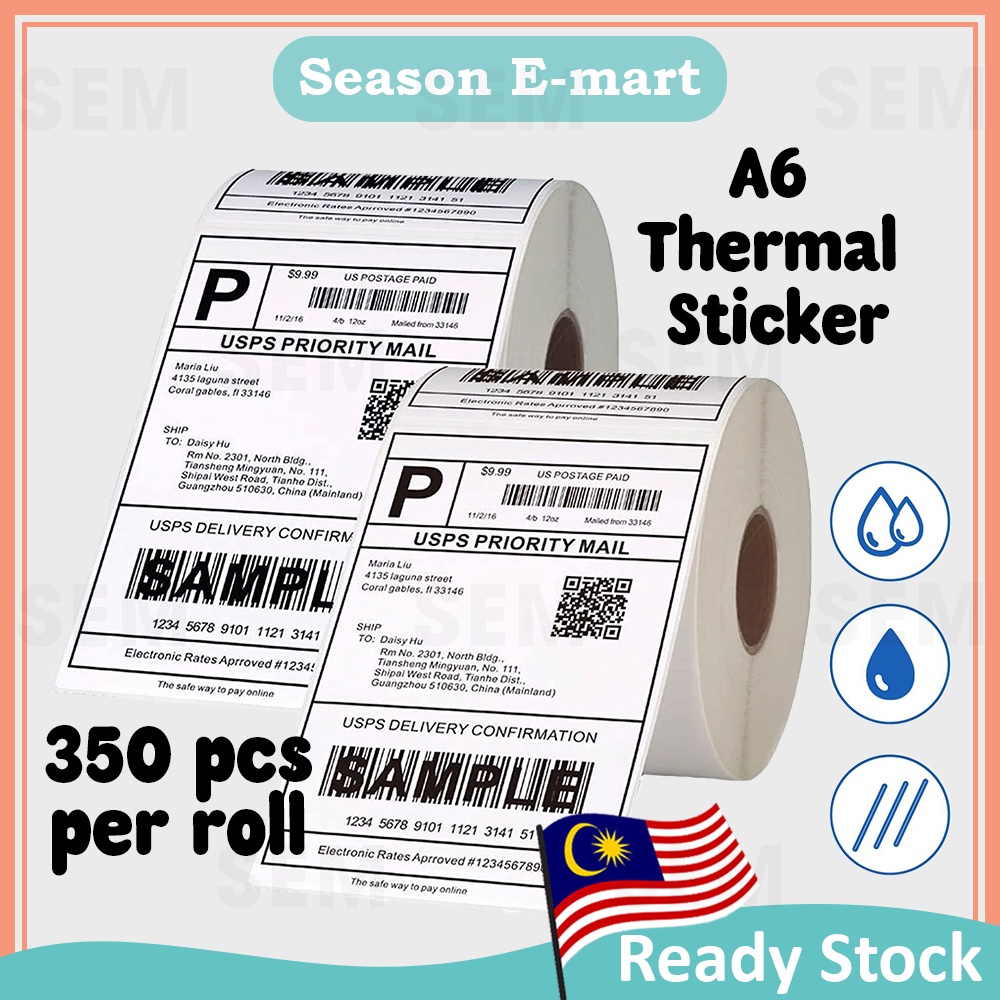 350pcs Roll Thermal Sticker A6 Paper Roll Fold Stack Airway Bill ...