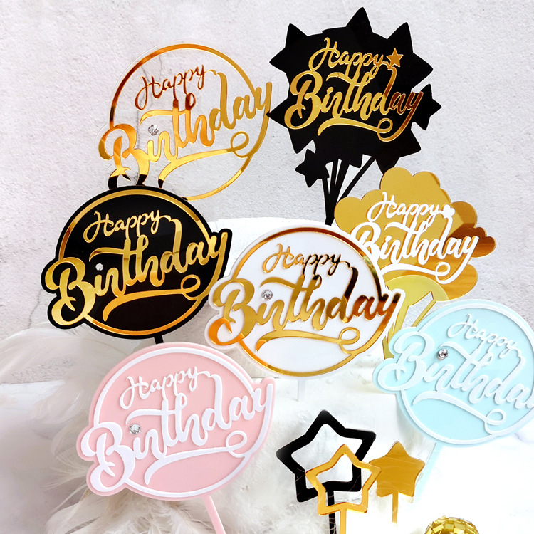Diamonds Acrylic Cake Topper Double Layer Happy Birthday Party Dessert ...