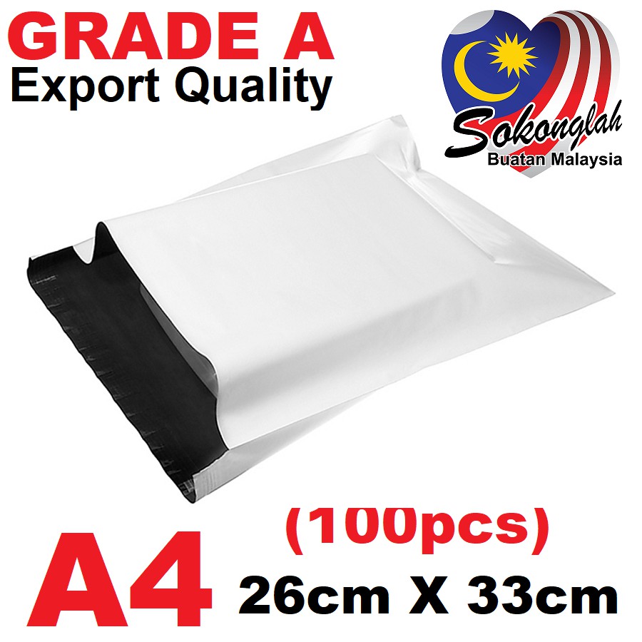 100pcs A4 White Flyer Courier Bag with Pocket (GRADE A) | Shopee Malaysia