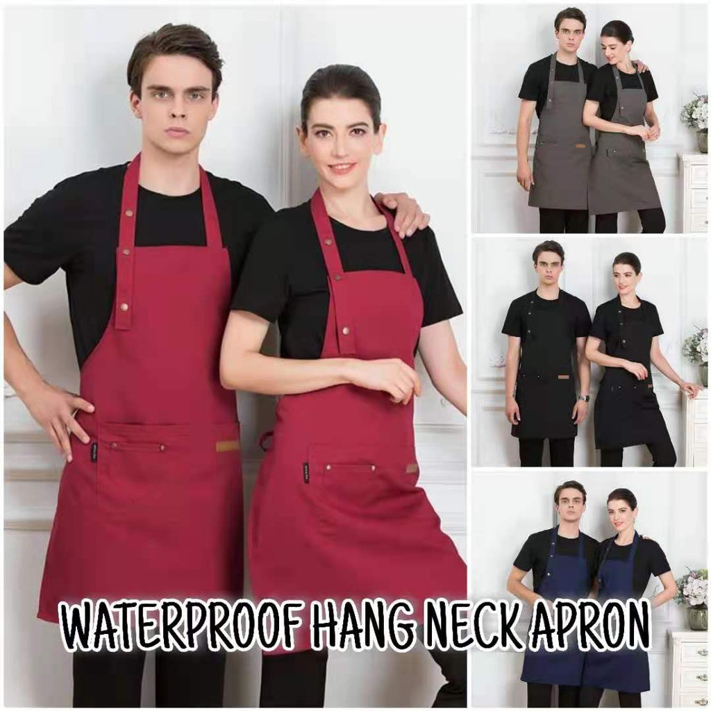 Waterproof apron hang neck apron coffee shop fashion apron kitchen ...