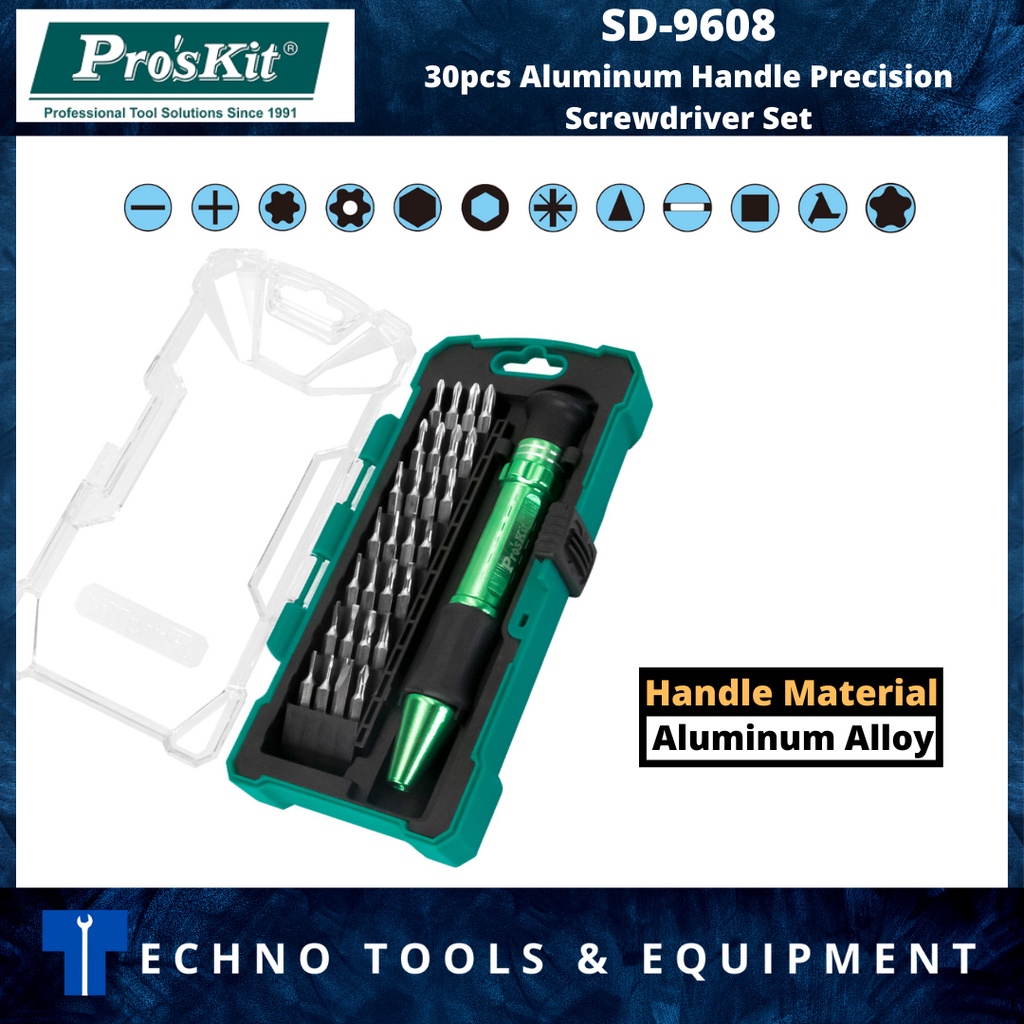 PRO'SKIT SD-9608 30pcs Aluminum Handle Precision Screwdriver Set ...