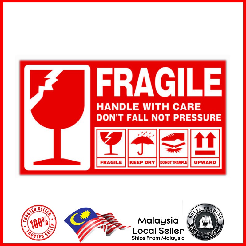 9*5cm 100pcs Fragile Sticker For Packing | Shopee Malaysia