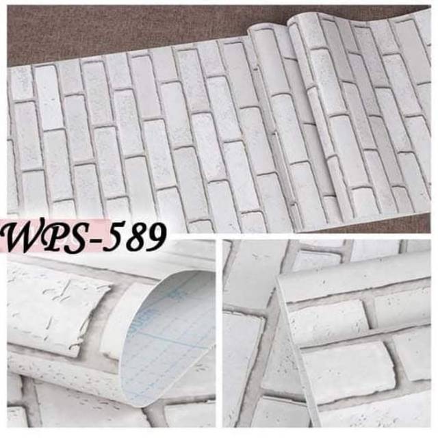 Wallpaper Brick Wall 3D White | Shopee Malaysia