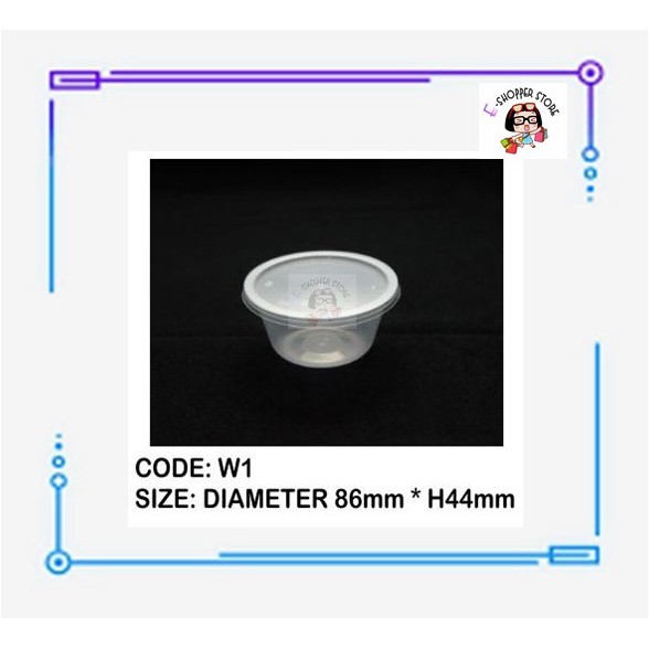W1 Disposable Plastic Small Round Container Food Container Bekas ...
