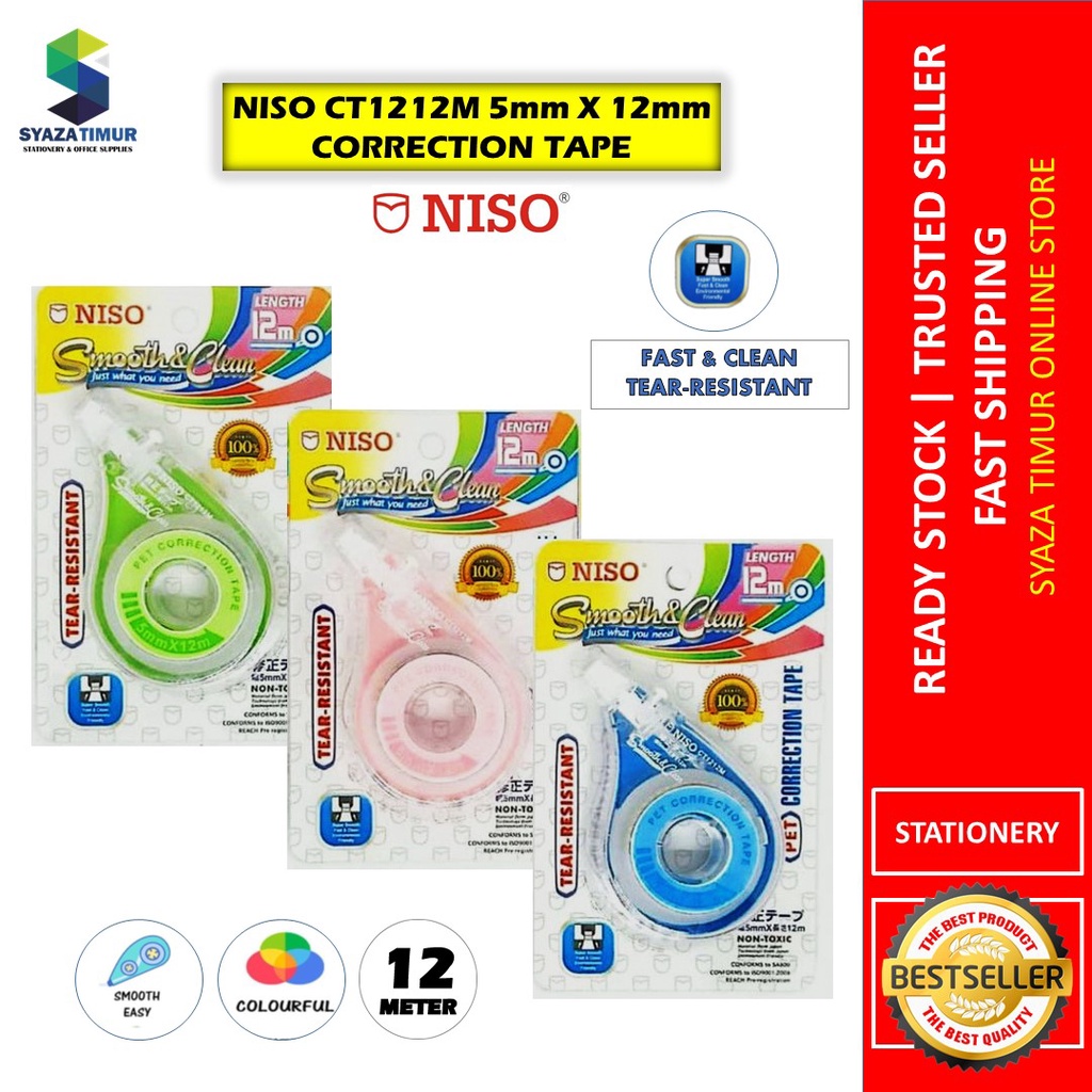 [ST-GR MY] Correction Tape 5mm X 6m NISO CT1212M | Pemadam Pen Eraser ...