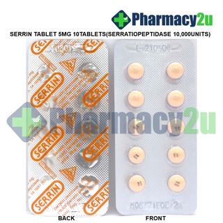 SERRIN TABLET 5MG 10 TABLETS (SERRATIOPEPTIDASE 10,000 UNITS)ANTI ...