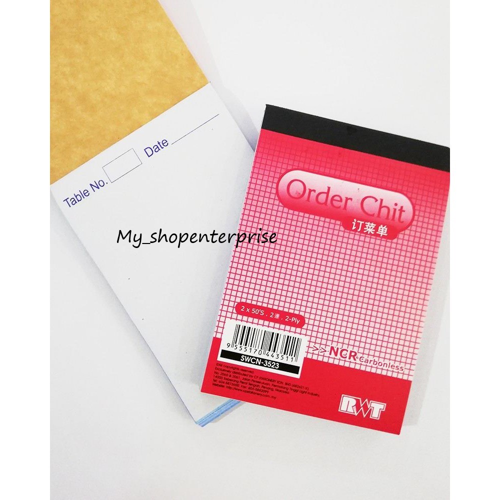 RWT ORDER CHIT BOOK SWCN-3523 / order chit / buku order / small size ...