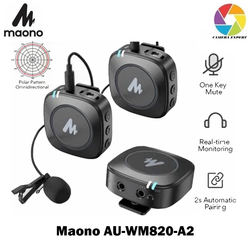 MAONO AU-WM820 AU-WM820-A2 wireless condenser microphone 2-person ...