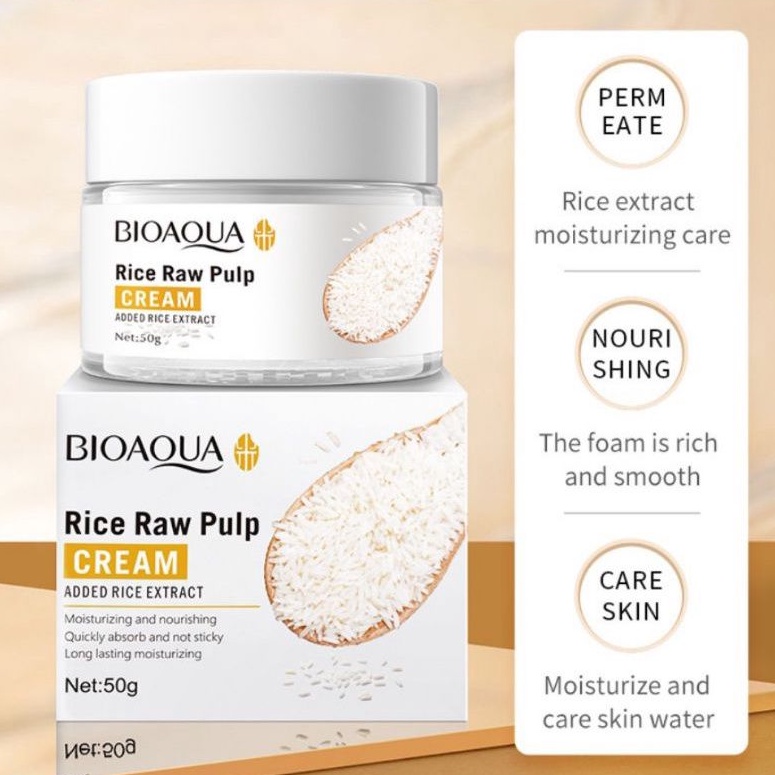 BIO AQUA RICE RAW CREAM HYDRATES,MOISTURIZES FACE | Shopee Malaysia