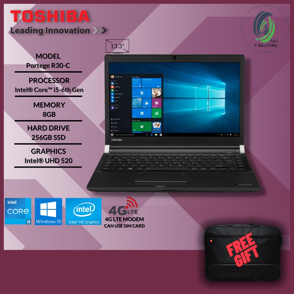 Toshiba Portege R30C laptop Intel® Core™i5-6th Gen /4GB RAM /256GB SSD ...