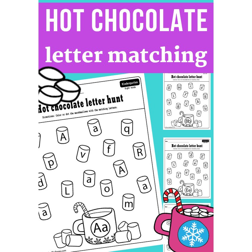 [Worksheet] Hot Chocolate and Marshmallows Letter Matching Worksheet ...