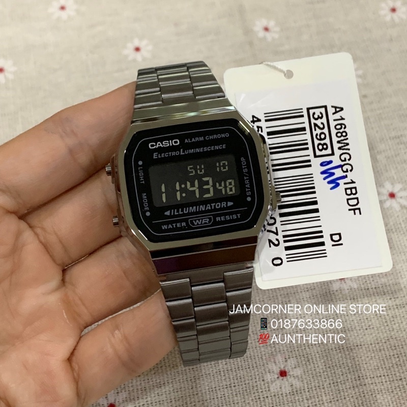 100% ORIGINAL CASIO Vintage A168WGG-1B DIGITAL WATCH BLACK GREY ION PLATED | Shopee Malaysia