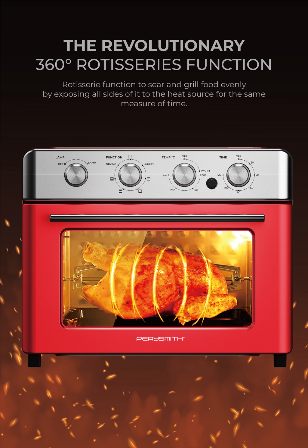 PERYSMITH PS9000 AIR FRYER OVEN - BLACK/RED - PerySmith Malaysia
