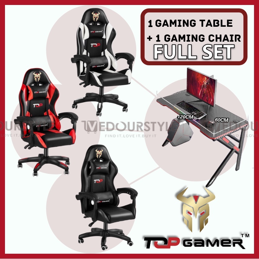 TOP GAMER Gaming Chair+Table FullSet Ergonomics Gaming chair backrest ...