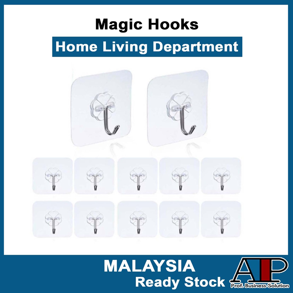Reusable Wall Hooks Strong Adhesive Magic Hook for Kitchen Bathroom ...