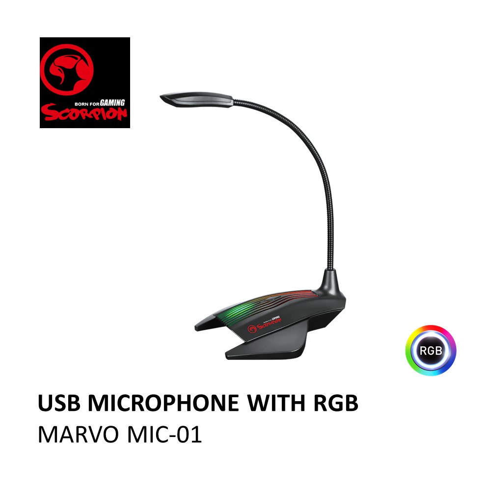 Marvo Scorpion MIC-01 USB Powered 7-Color RGB LED GAMING MICROPHONE ...