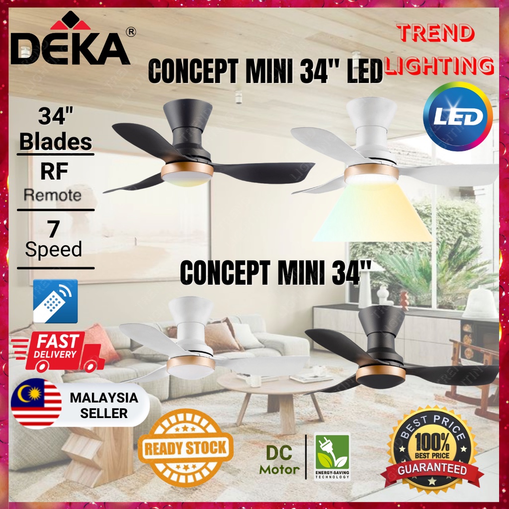 DEKA Concept Mini LED Series 34" 3 Blades DC Motor 7 Speed + Reverse ...