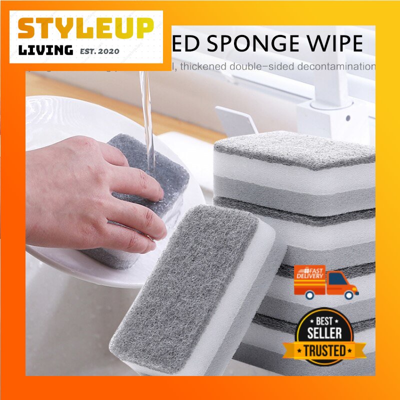 1pc Magic Household Cleaning Sponge,Three-Layer Sponge Scrubber | Shopee Malaysia